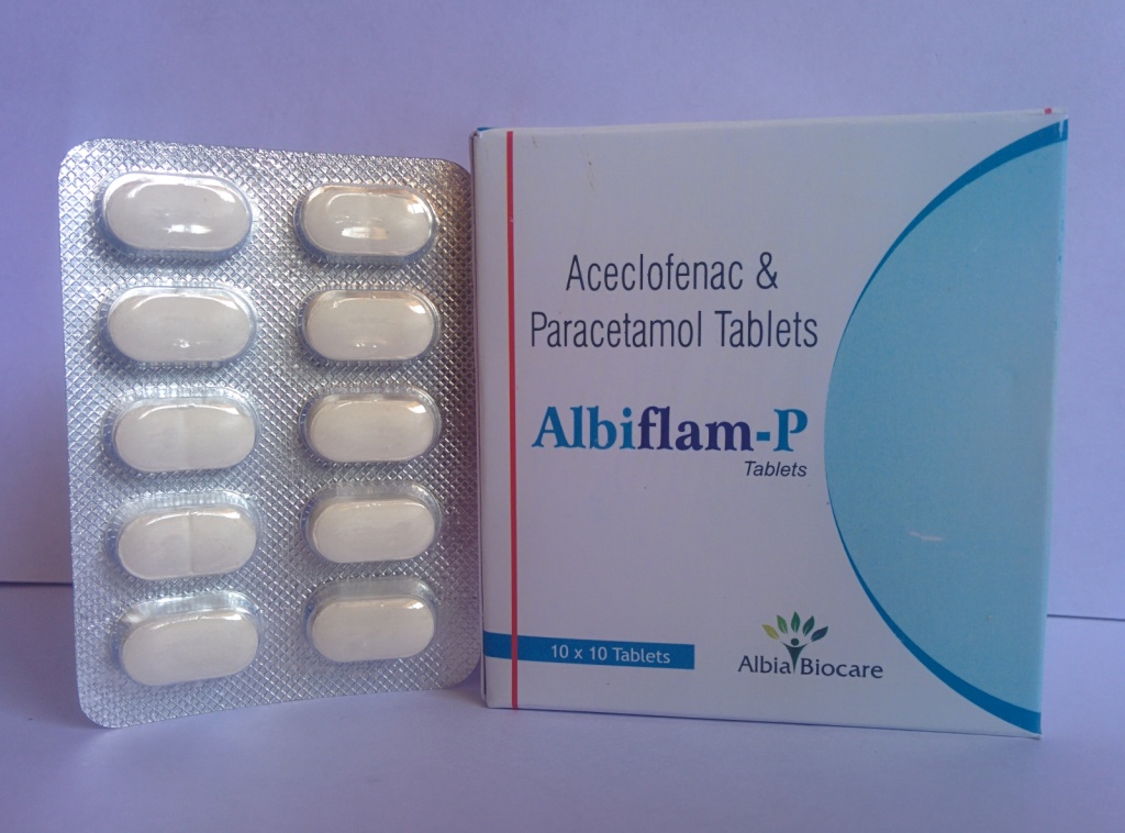 ALBIFLAM-P TAB. | Aceclofenac 100 mg + Paracetamol 325 mg
