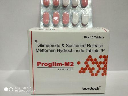 PROGLIM-M2 | GLIMEPIRIDE 2mg + METFORMIN 500 mg (PR) (Bilayered Tablet)