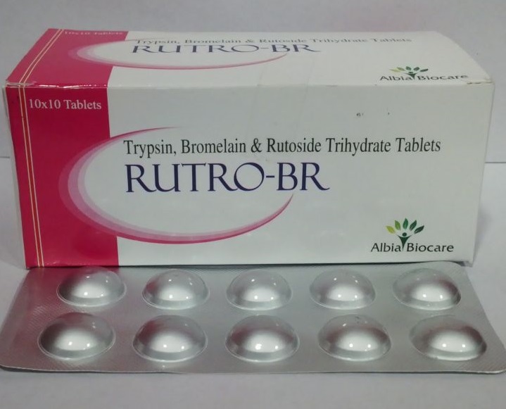RUTRO-BR TAB. | Trypsin 48mg + Bromelain 90mg + Rutoside 100mg (Alu-Alu)